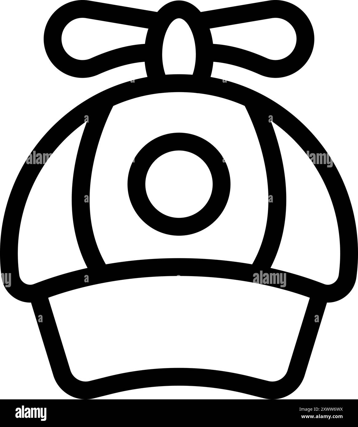 Simple black outline icon of a baseball cap with a spinning propeller ...