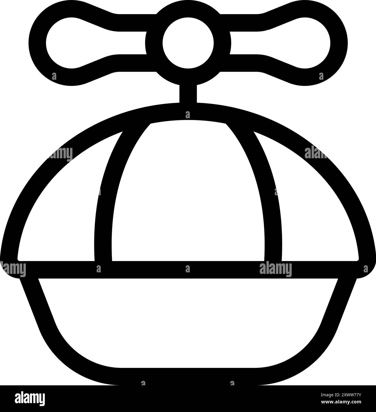 Black and white line art icon of a propeller beanie hat spinning and ...