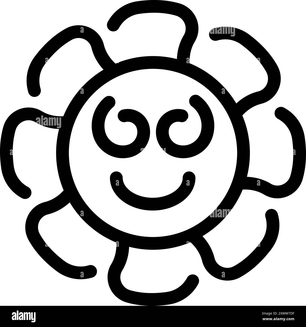 Simple yet cheerful line art illustration of a happy sun shining ...