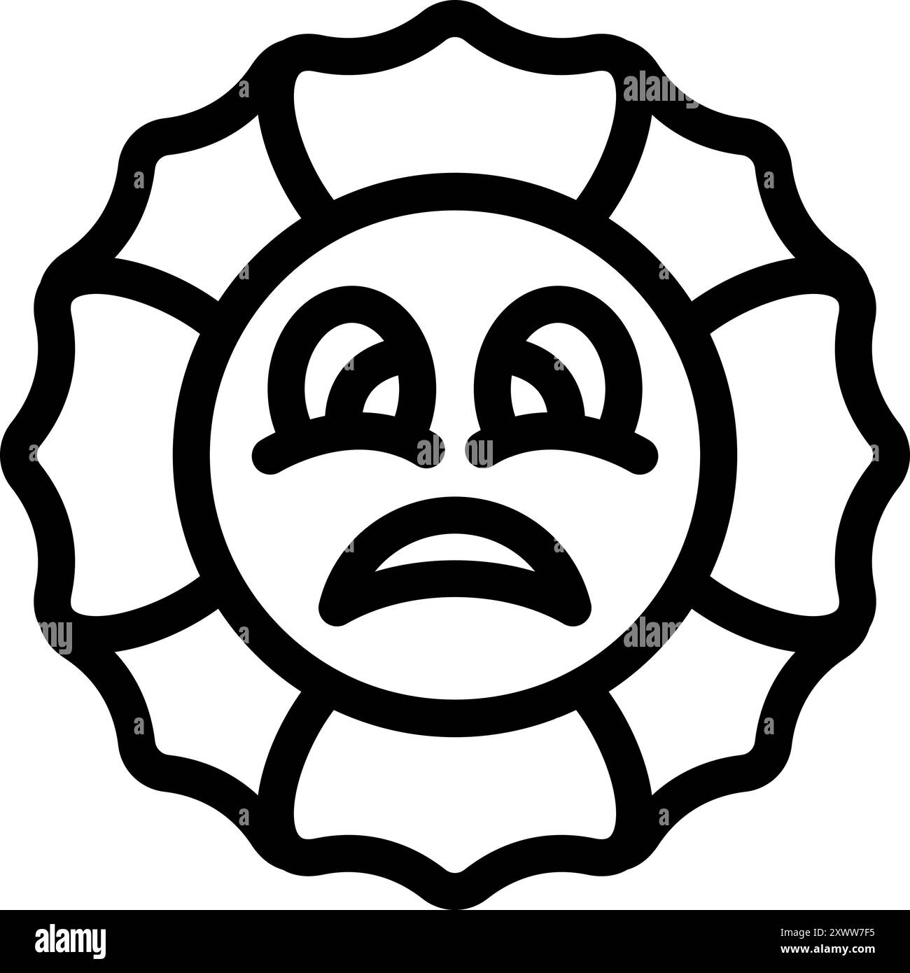 Simple vector icon of a sad emoticon with big eyes, frowning mouth ...