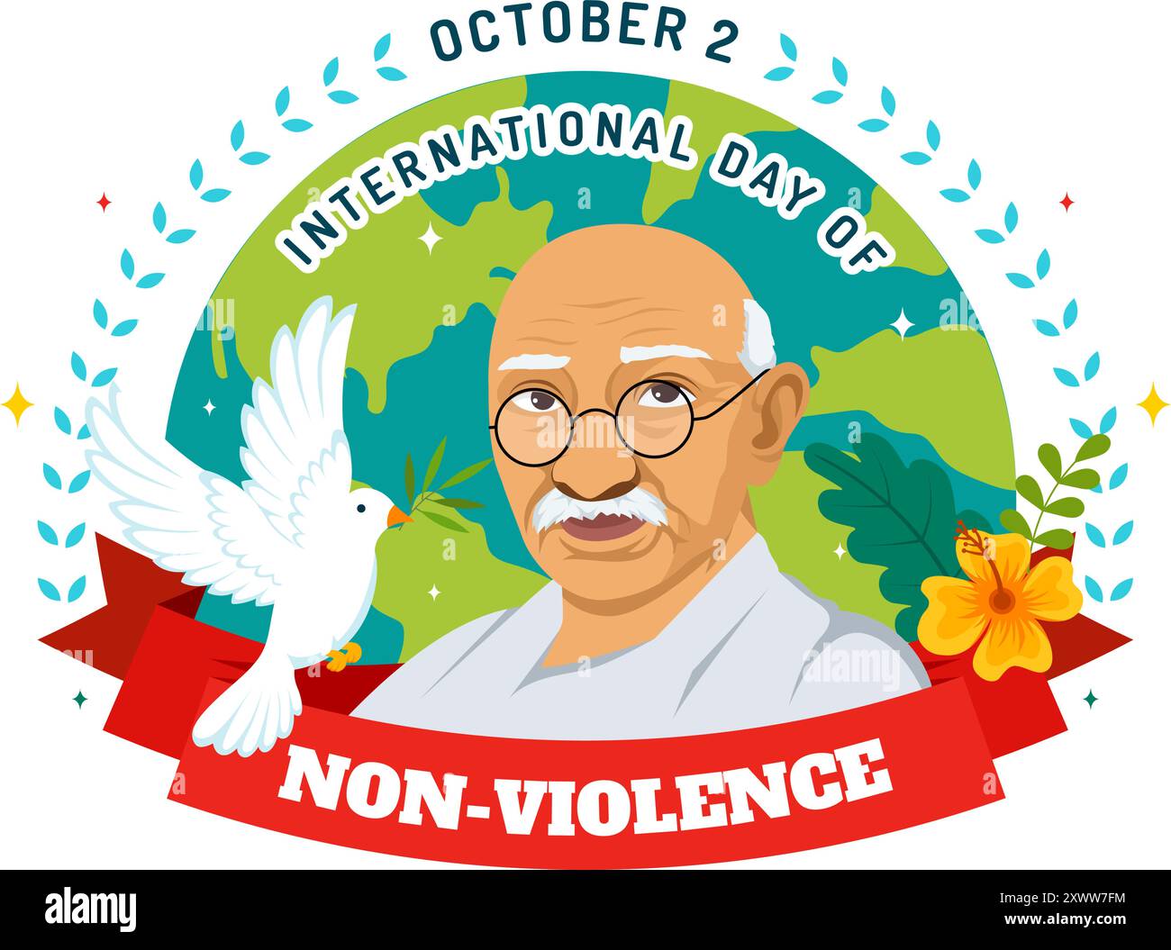 International Day of Non-Violence Vector Illustration on October 2nd, a ...