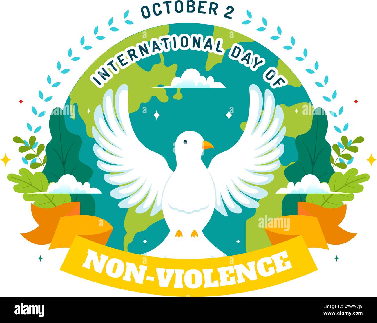 International Day of Non-Violence Vector Illustration on October 2nd, a ...