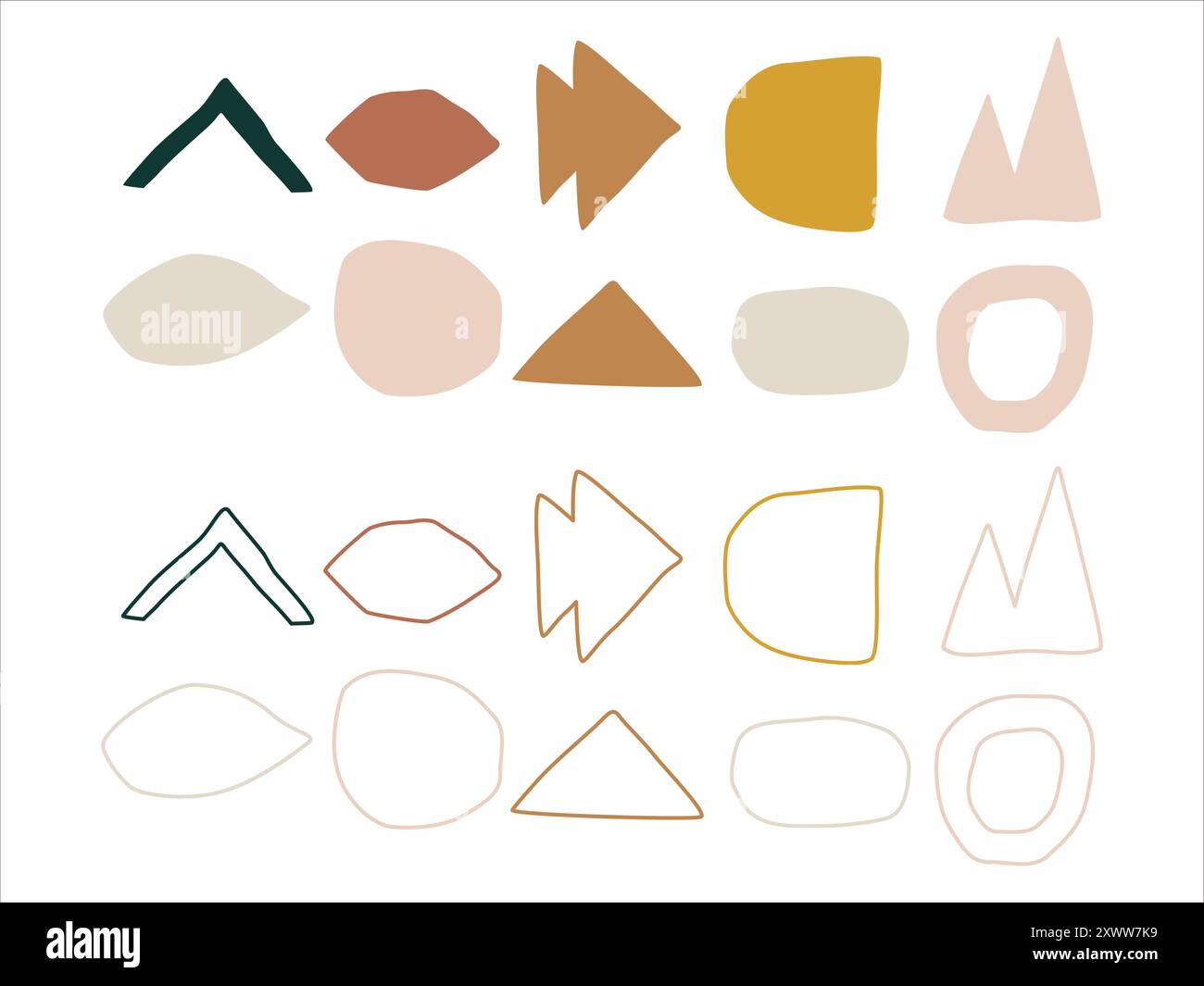 modern terra boho organic abstract shapes beige pastel color design ...