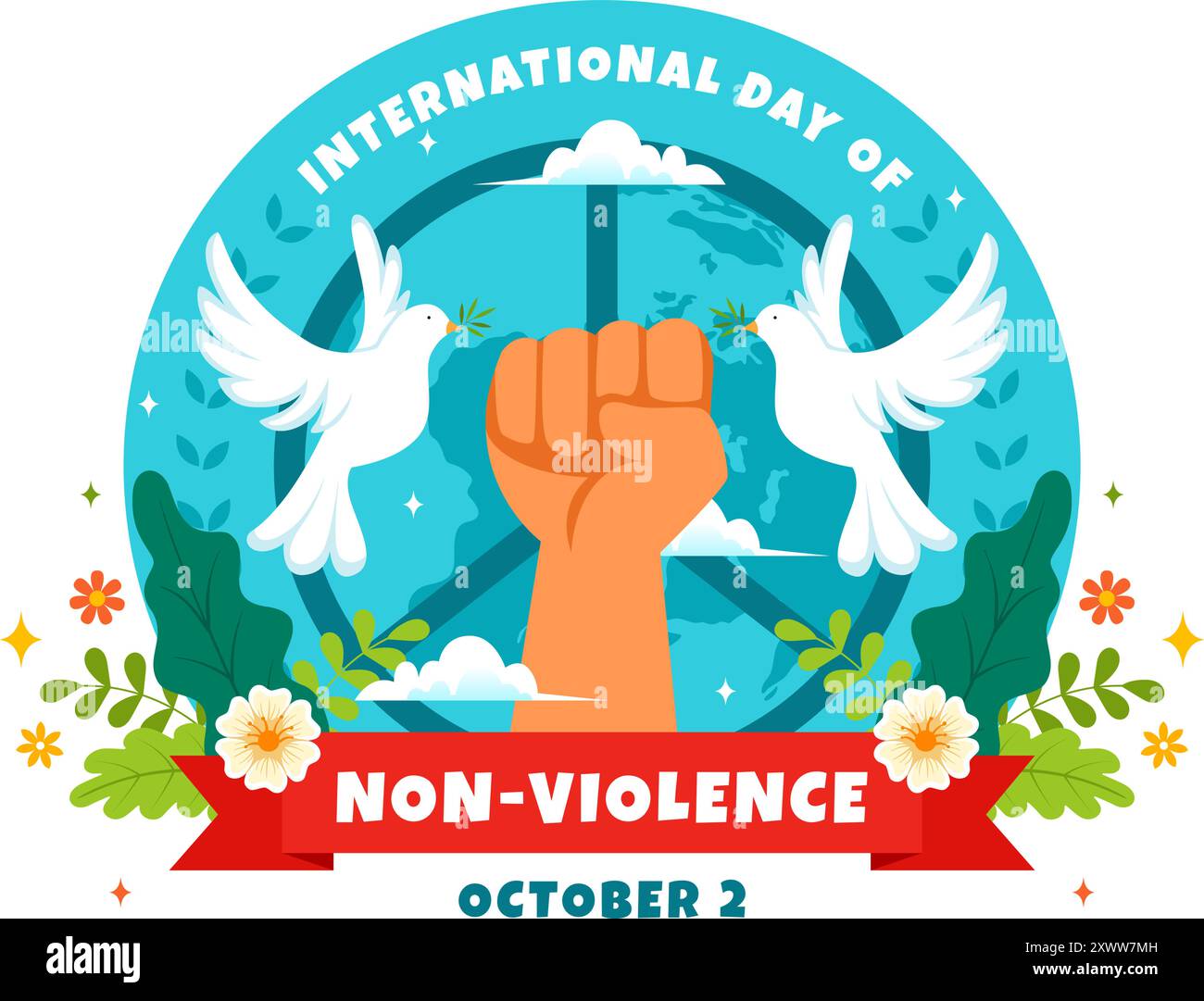 International Day of Non-Violence Vector Illustration on October 2nd, a ...