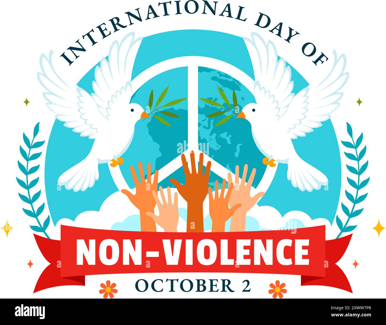 International Day of Non-Violence Vector Illustration on October 2nd, a ...