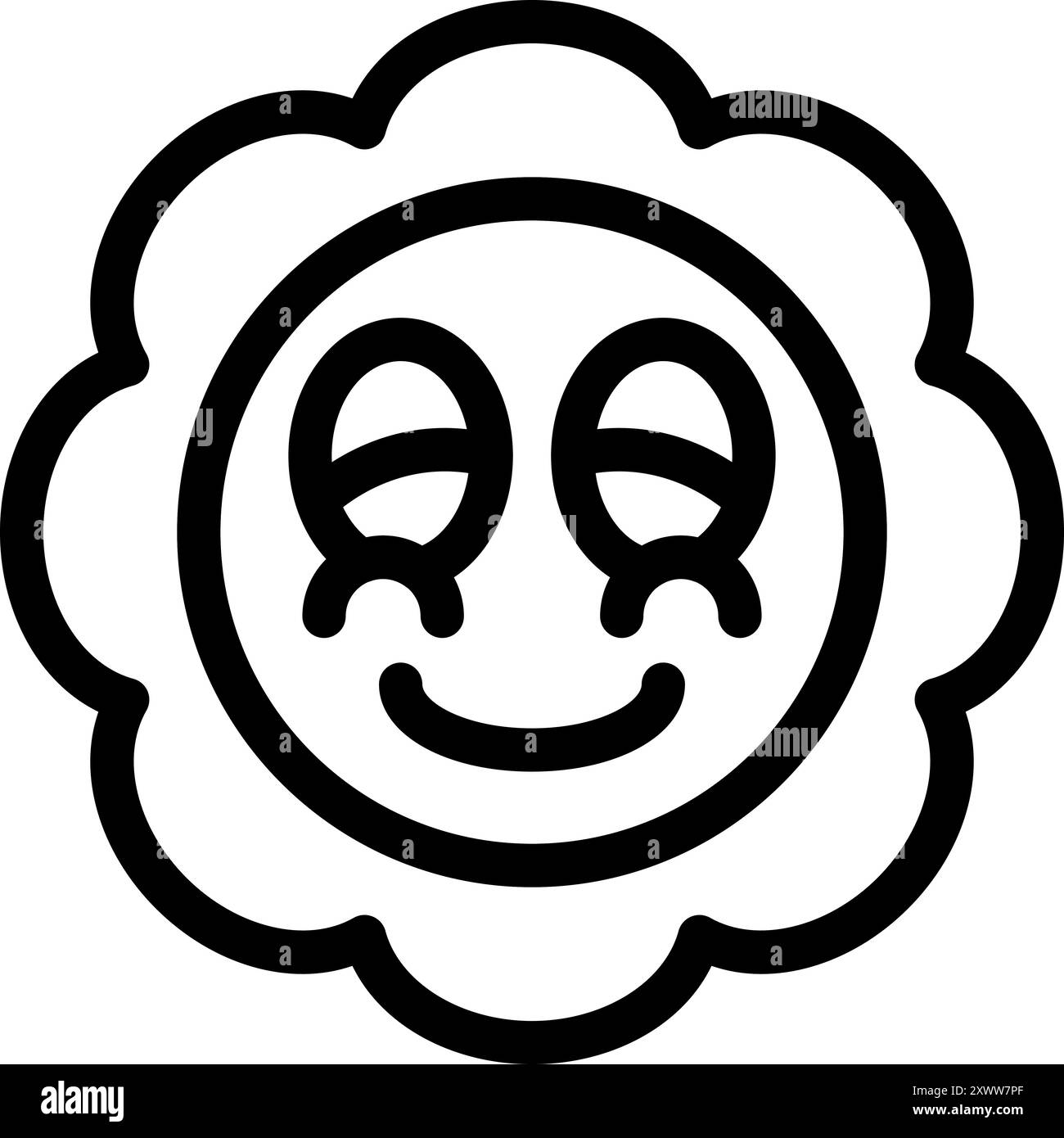 Simple black and white line drawing of a smiling flower, perfect for ...