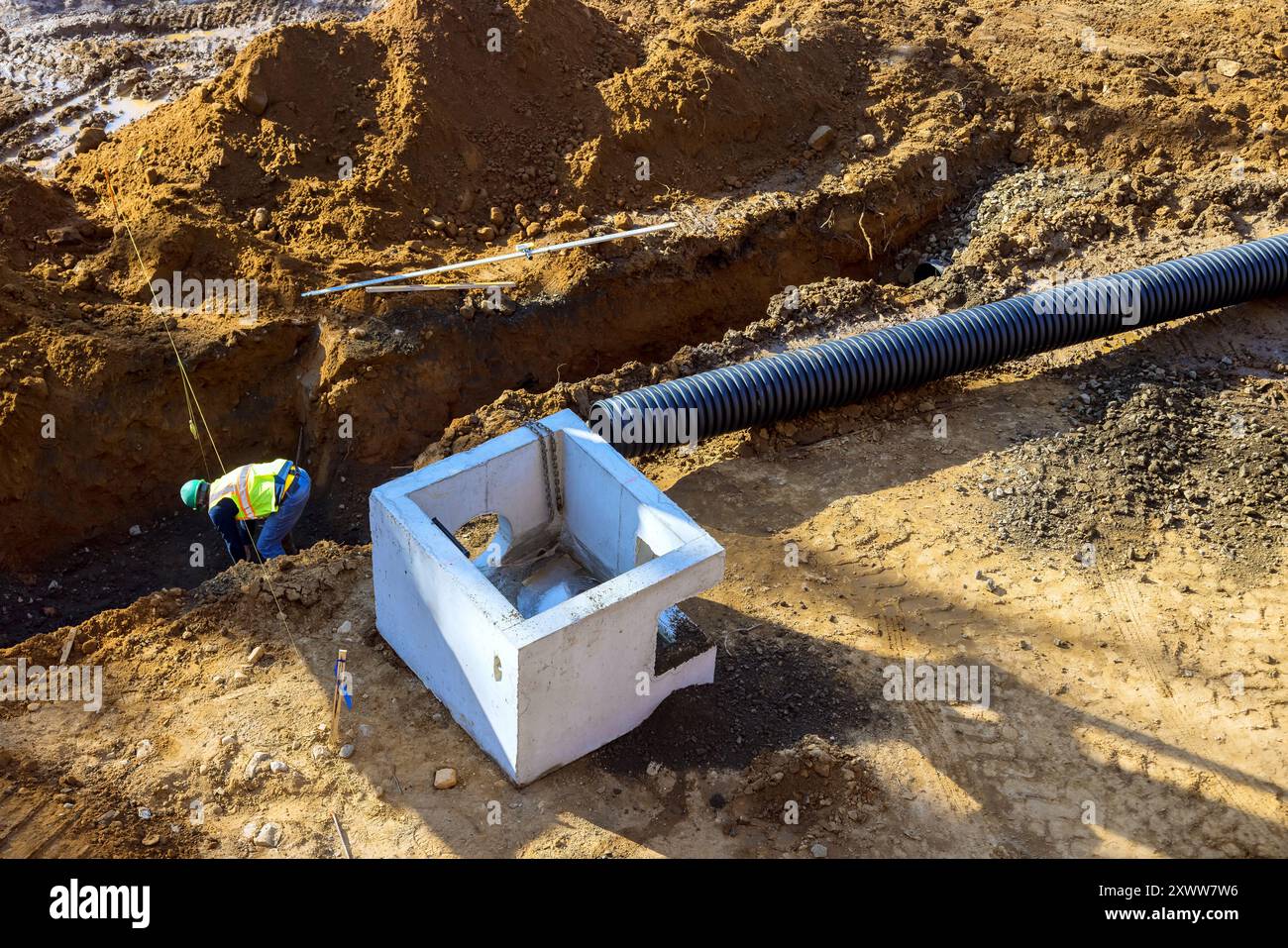 Construction site was completed with installation of drainage concrete ...