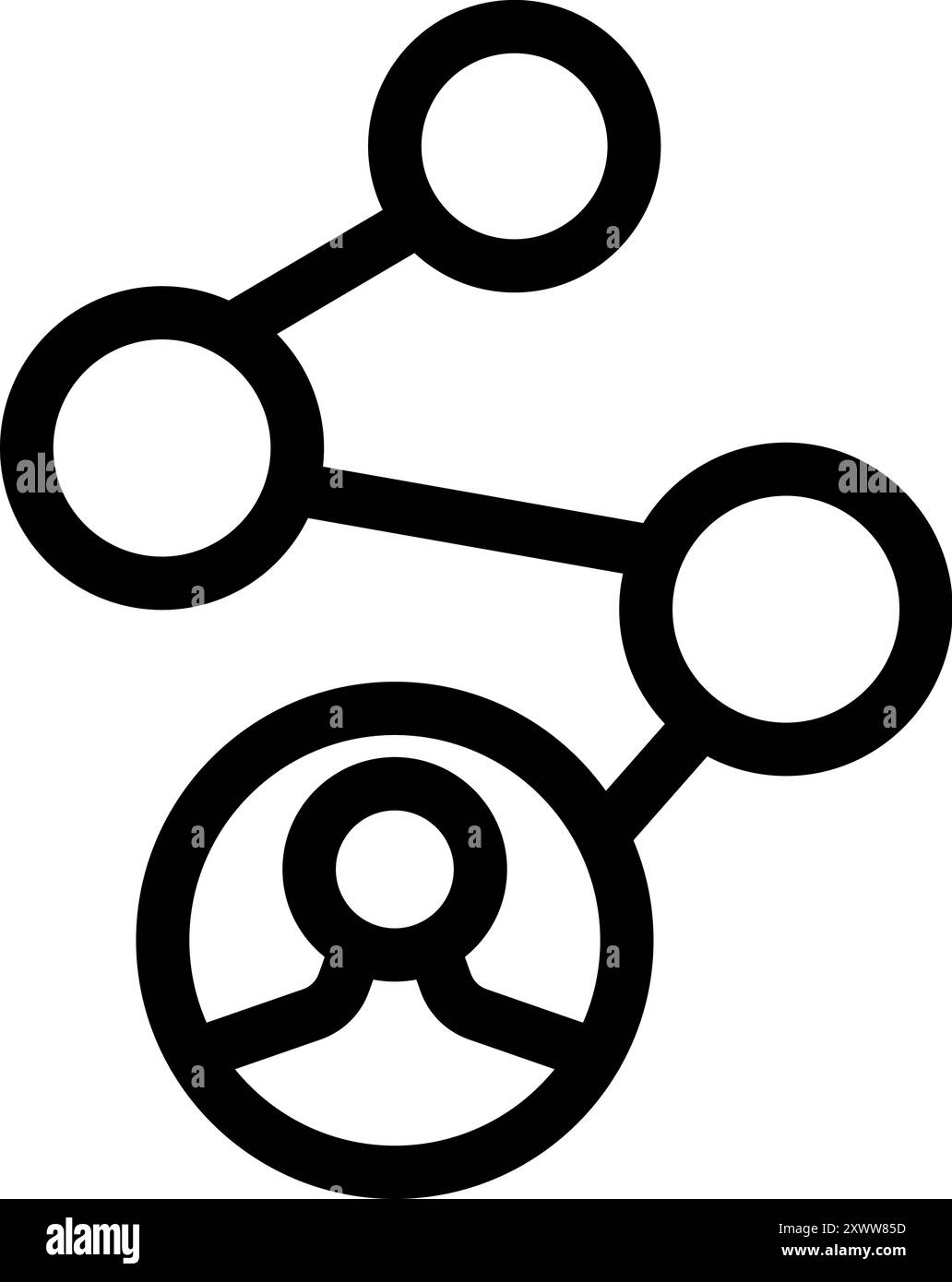 Simple icon of a businessman connecting with a network marketing system ...