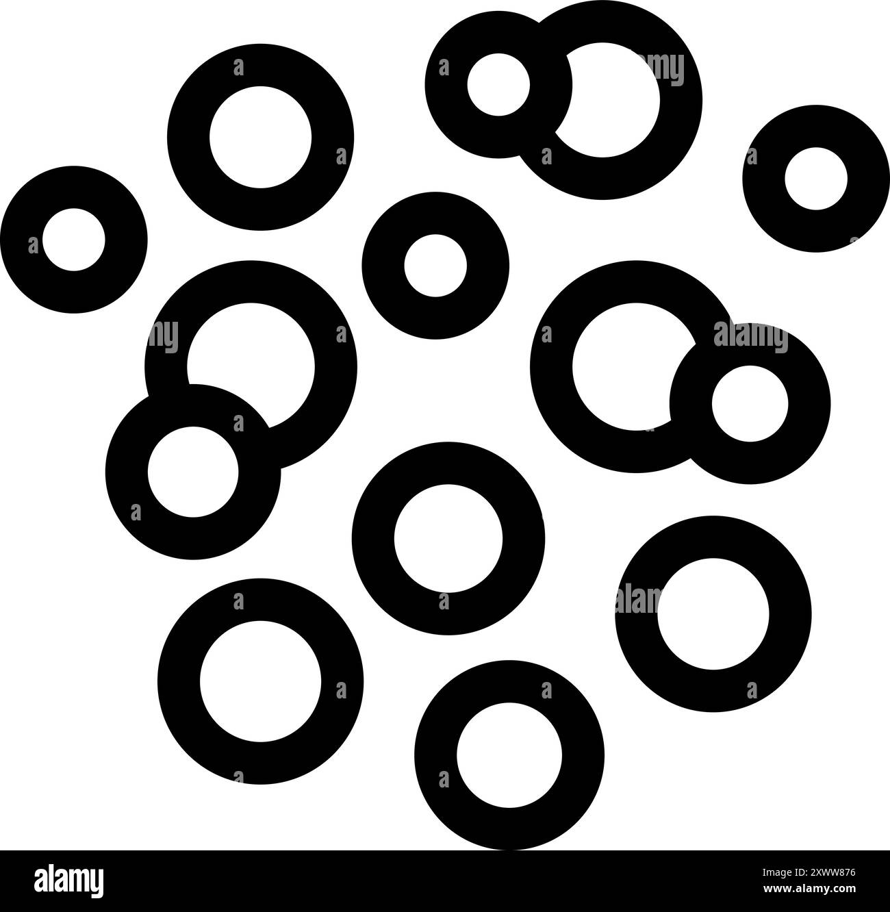 This minimalist vector illustration features a dynamic composition of overlapping circles ...