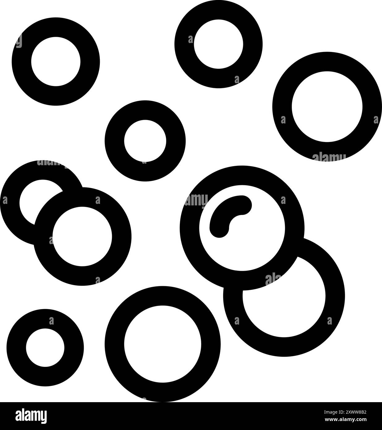 Simple vector illustration of soap bubbles floating on a white ...