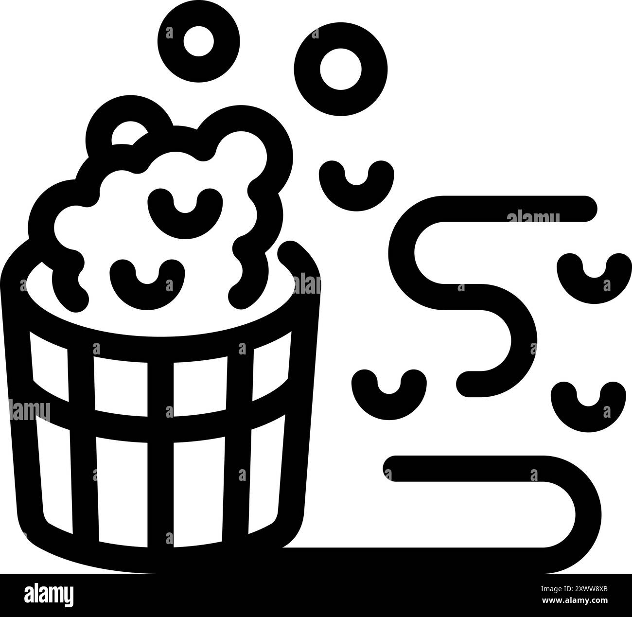 Simple icon depicting a bucket filled with soapy water, perfect for ...