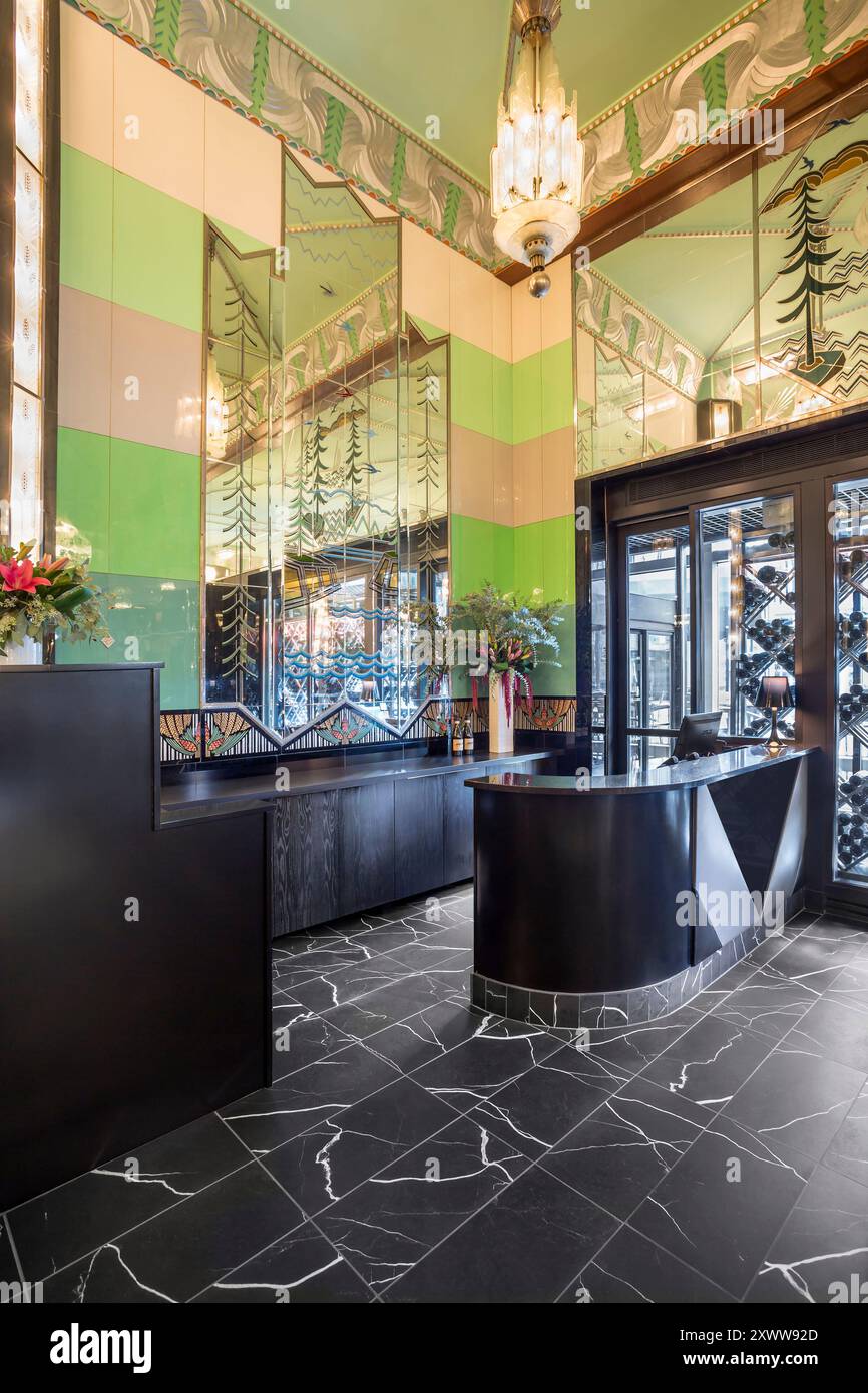 Front desk of historic art deco restaurant Stock Photo - Alamy