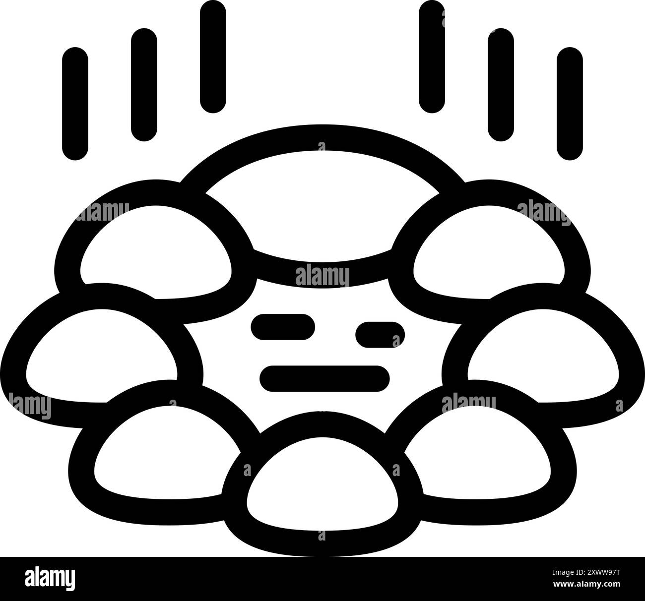 Simple line icon representing stones falling into water creating ...