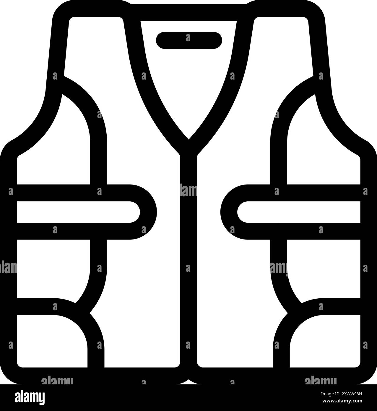 Simple line icon of a safety vest, often worn by construction workers ...