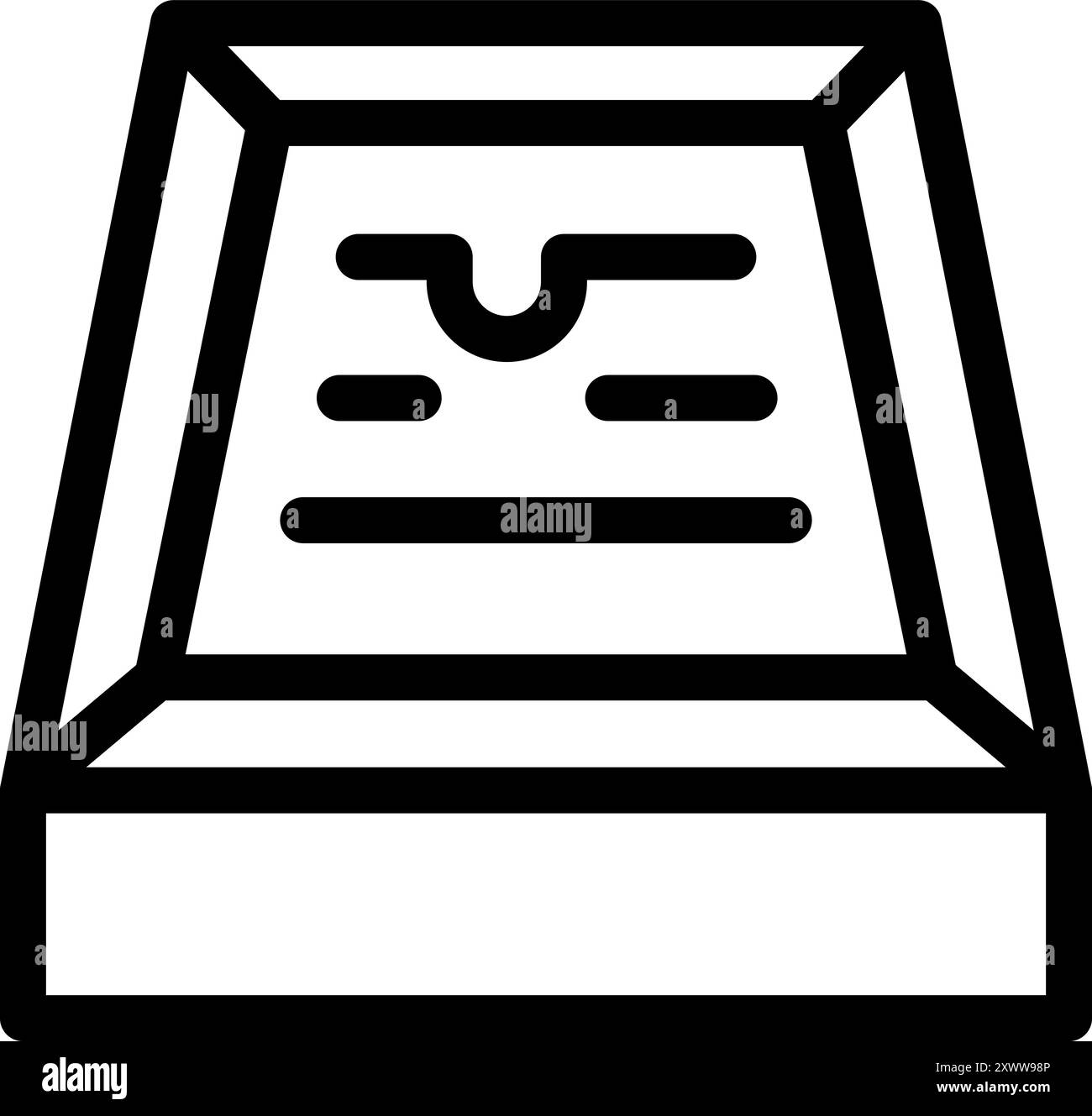 Line art icon of an ancient artifact, possibly a clay tablet or stone ...