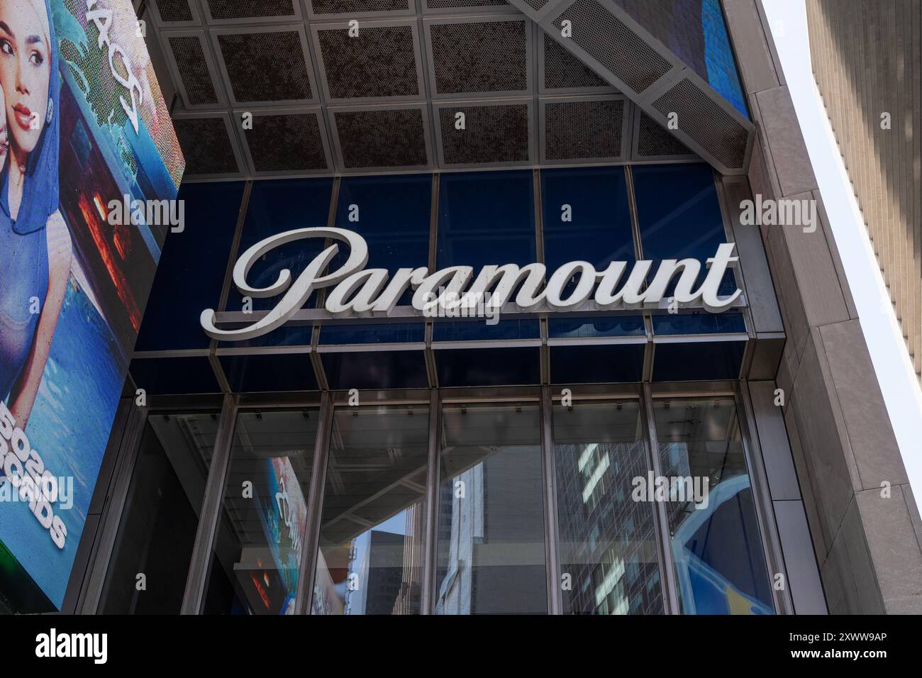 View of Paramount office building on Times Square in New York on August 20, 2024 as Paramount ...