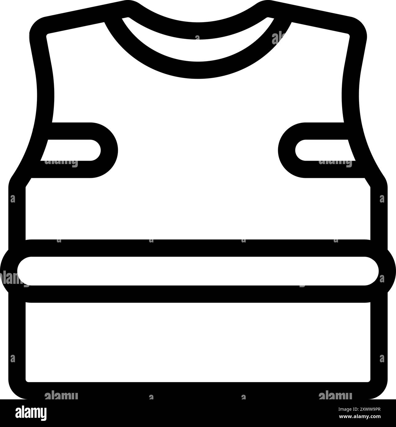 Simple line icon of a bulletproof vest, often worn by law enforcement ...