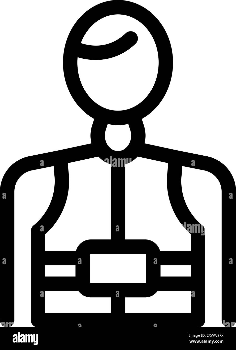 Simple icon of a construction worker wearing a safety harness to ...