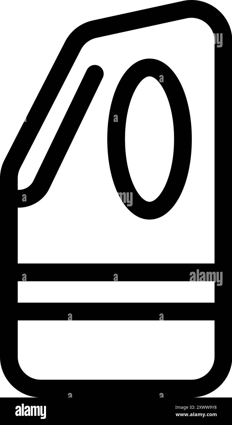 Simple black outline icon of a laundry detergent container, ideal for representing cleaning ...
