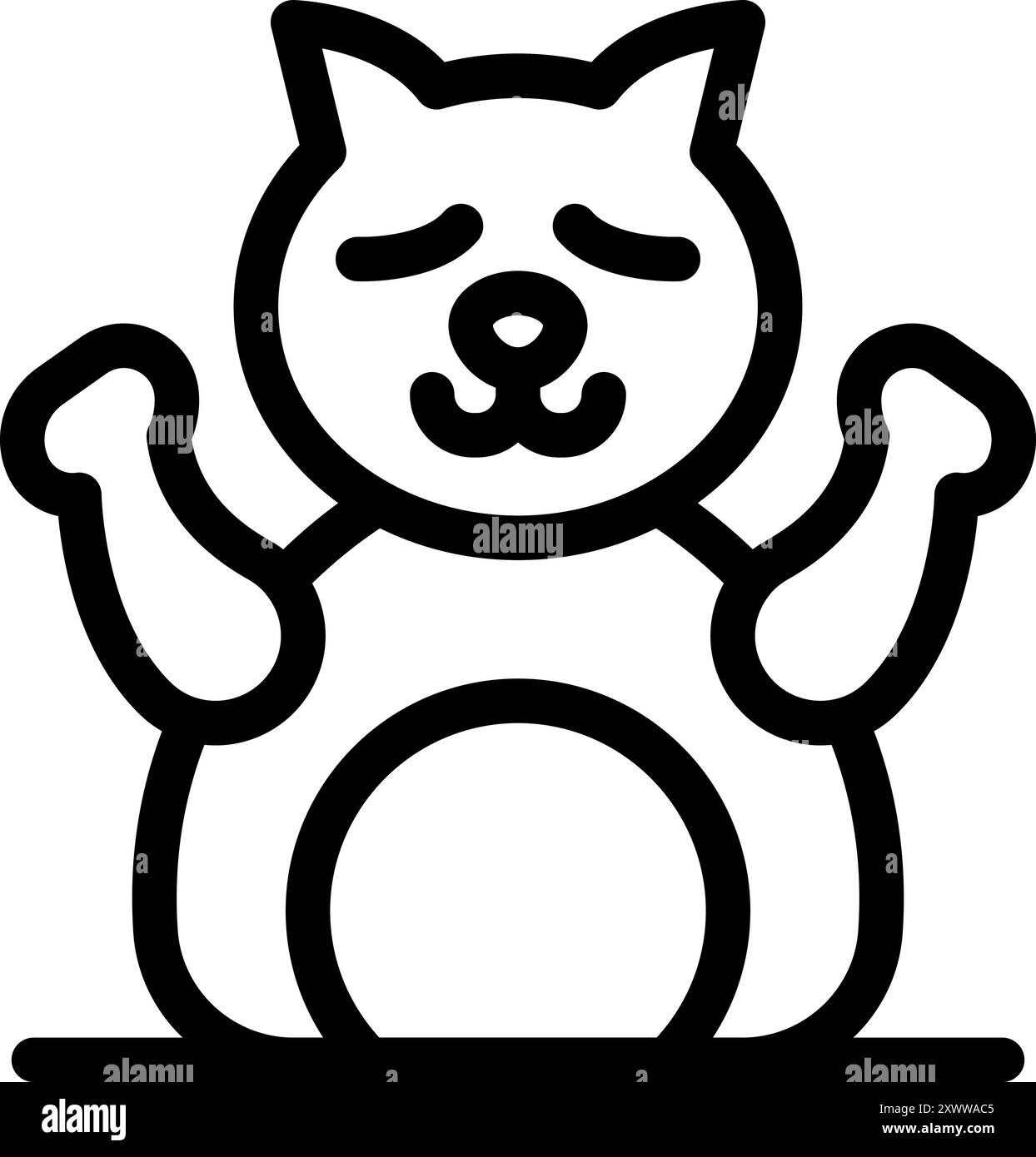 Fat cat sitting and raising his paws like exercising Stock Vector Image ...