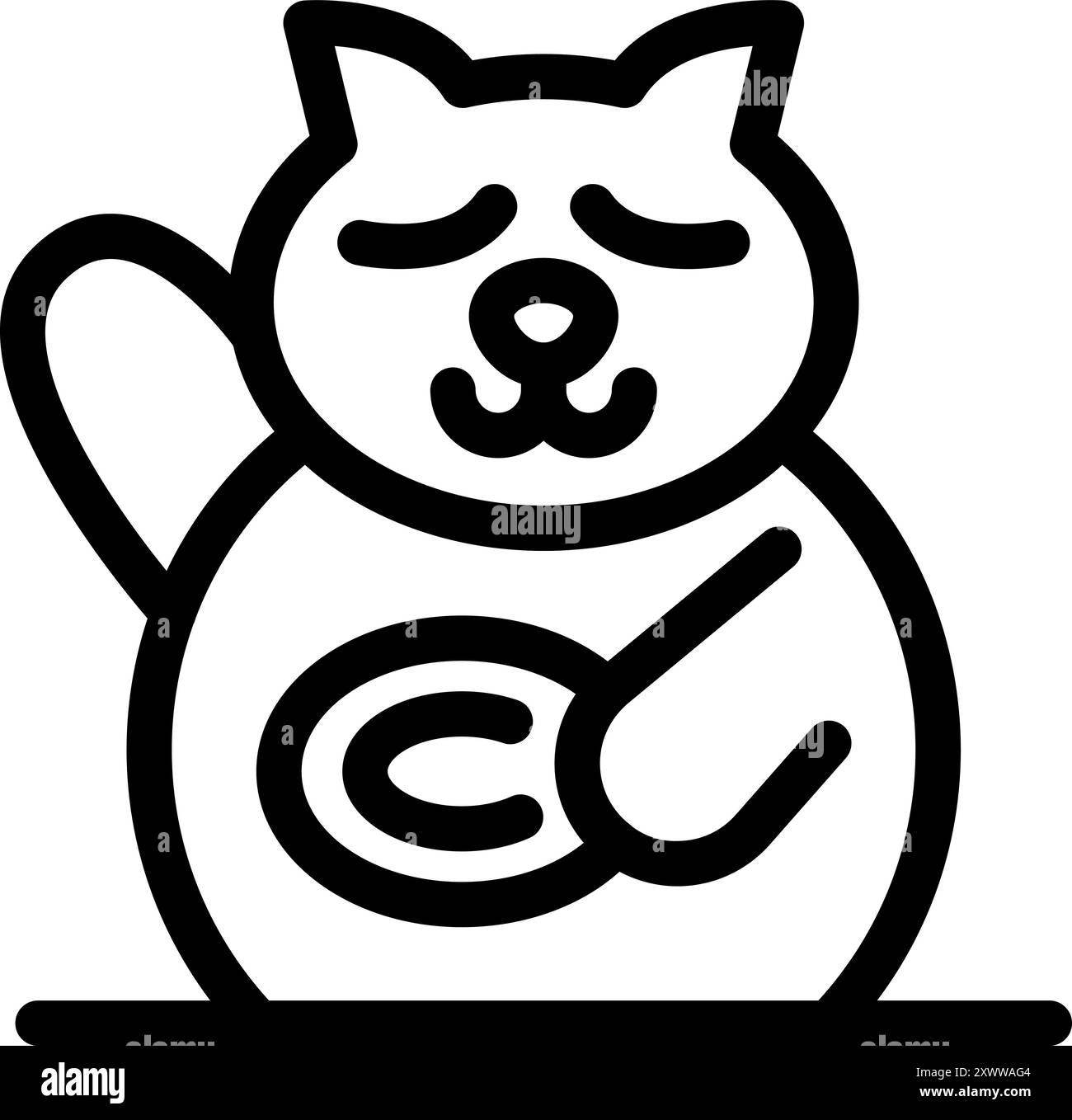 Japanese maneki neko cat holding a coin and waving its paw for good ...