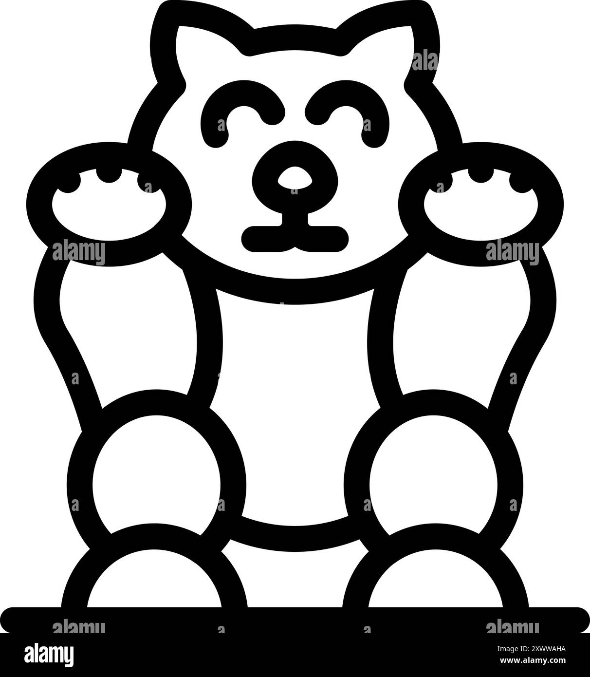 Simple line drawing of a cute polar bear cub sitting with its paws ...