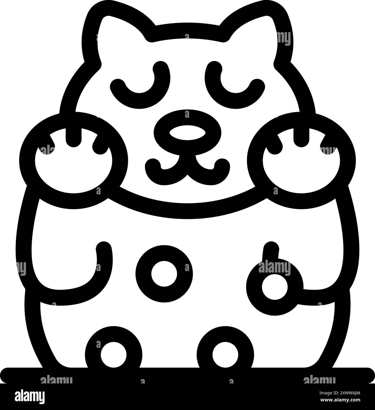 Simple line art illustration of a maneki neko cat waving its paw for ...