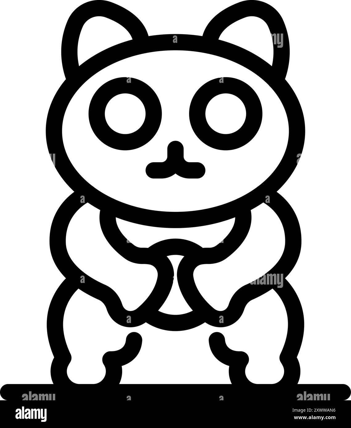 Simple illustration of a cartoon panda bear standing and facing forward ...