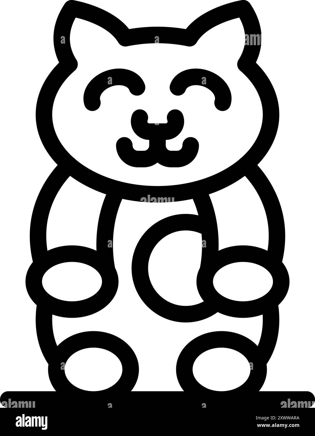 Simple line drawing of a happy cartoon cat sitting and wearing a shirt ...