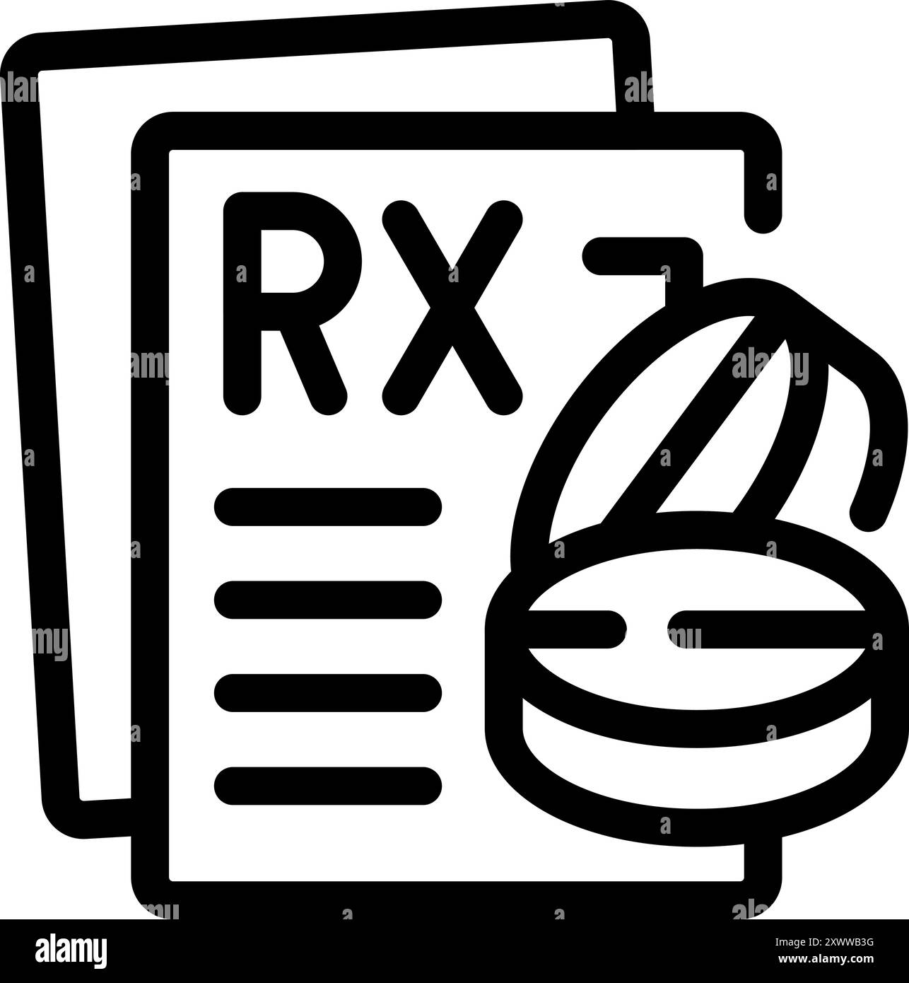 Doctor prescription form for ordering medicine with a pill bottle open ...