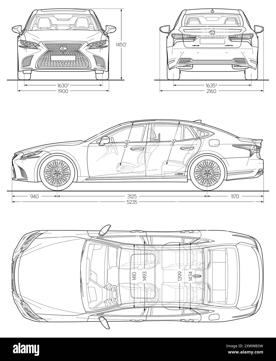 Lexus LS 2020 Car Blueprint Stock Vector Image & Art - Alamy
