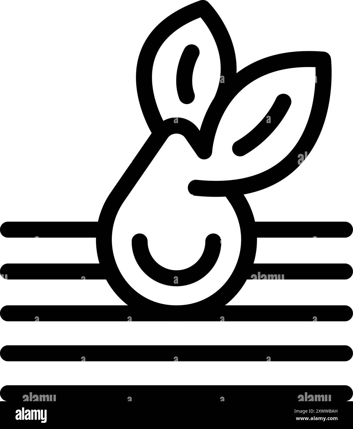 Line art icon of a water drop nourishing a growing plant, symbolizing ...