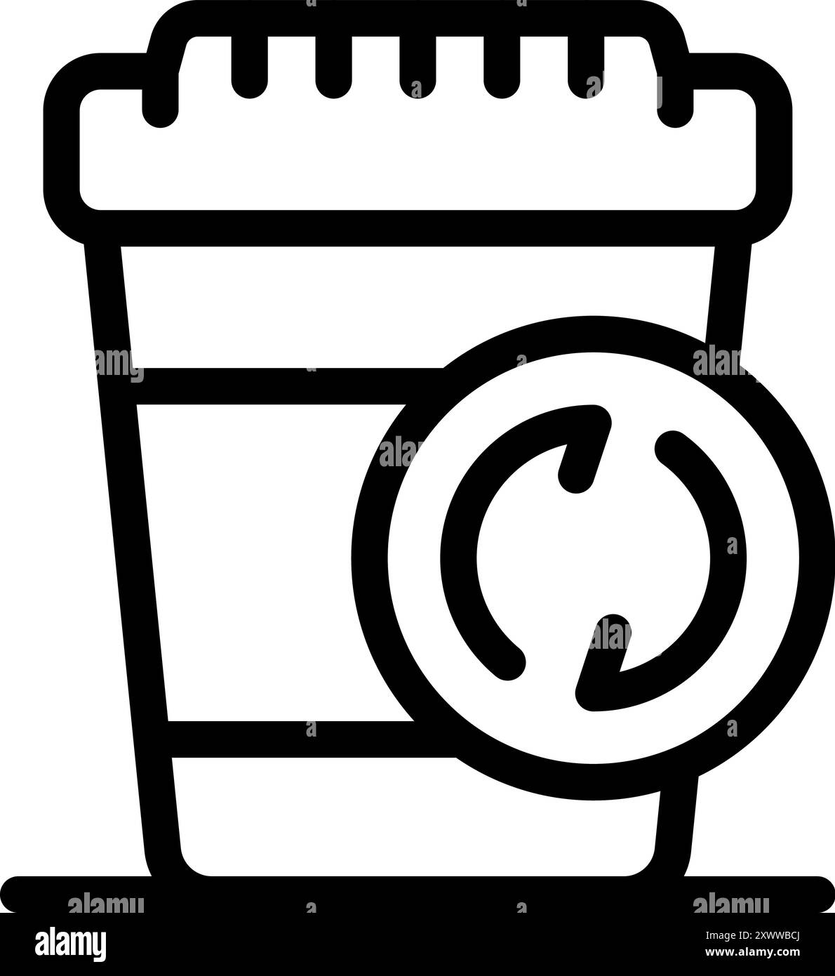 Line icon of a paper cup with a recycle symbol, representing reusable ...