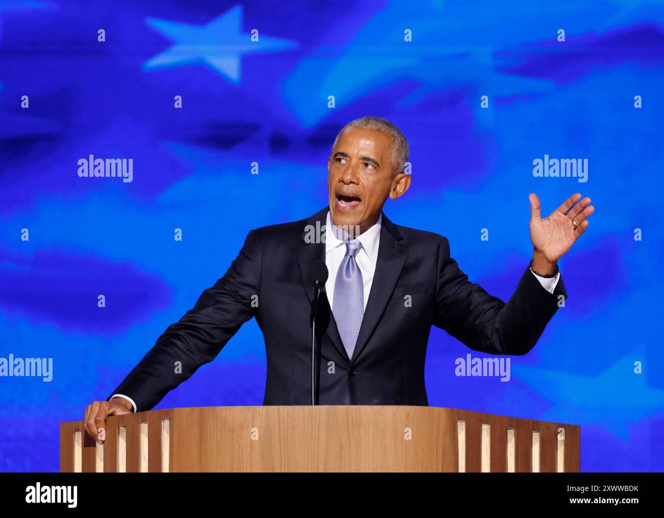 Chicago, United States. 20th Aug, 2024. Former President Barack Obama ...