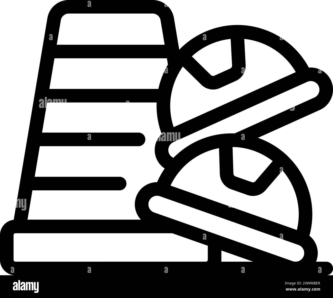 Simple line drawing icon of a nuclear power plant cooling tower with ...
