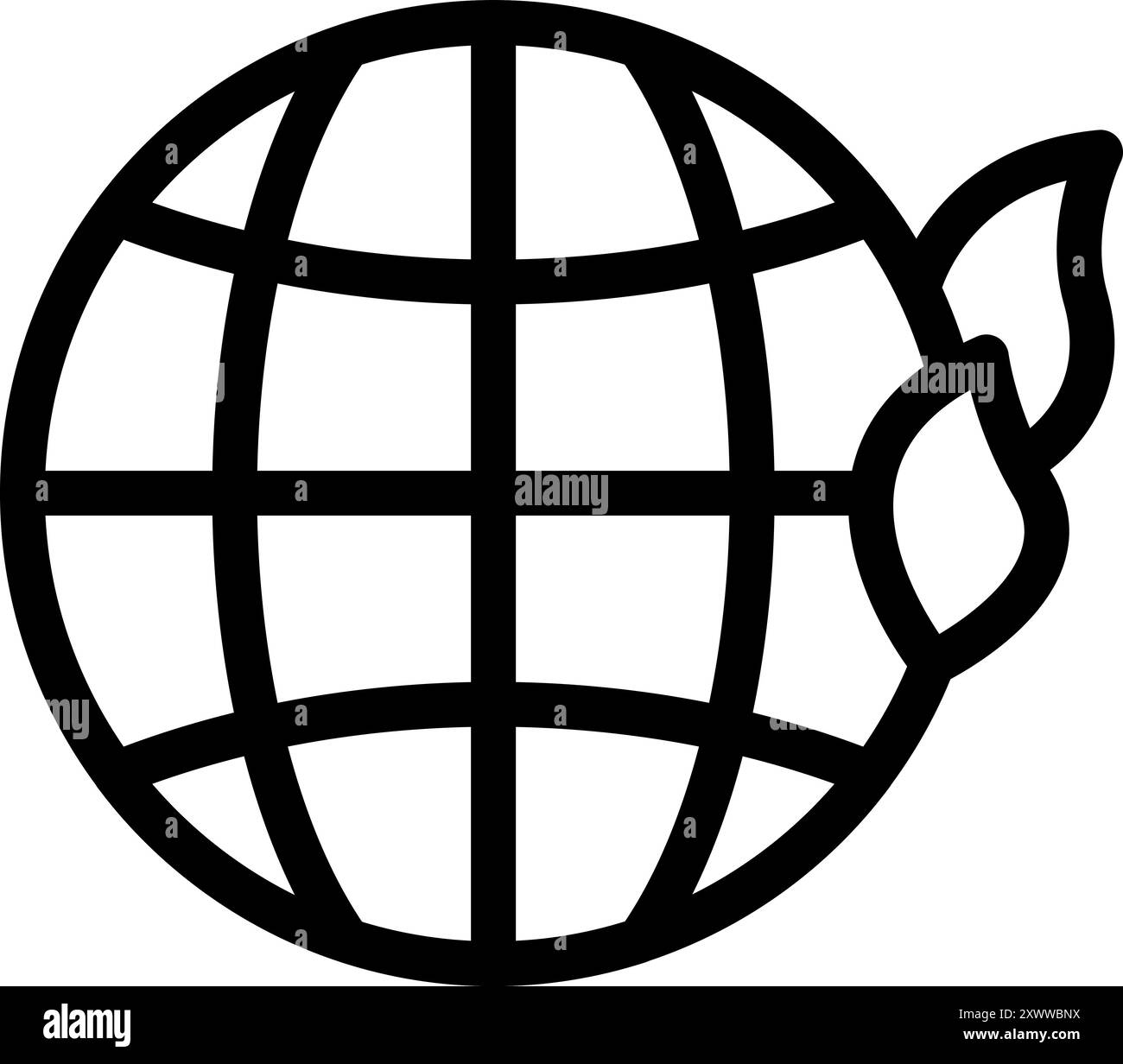 Minimalist icon of planet earth with a growing leaf, symbolizing ...