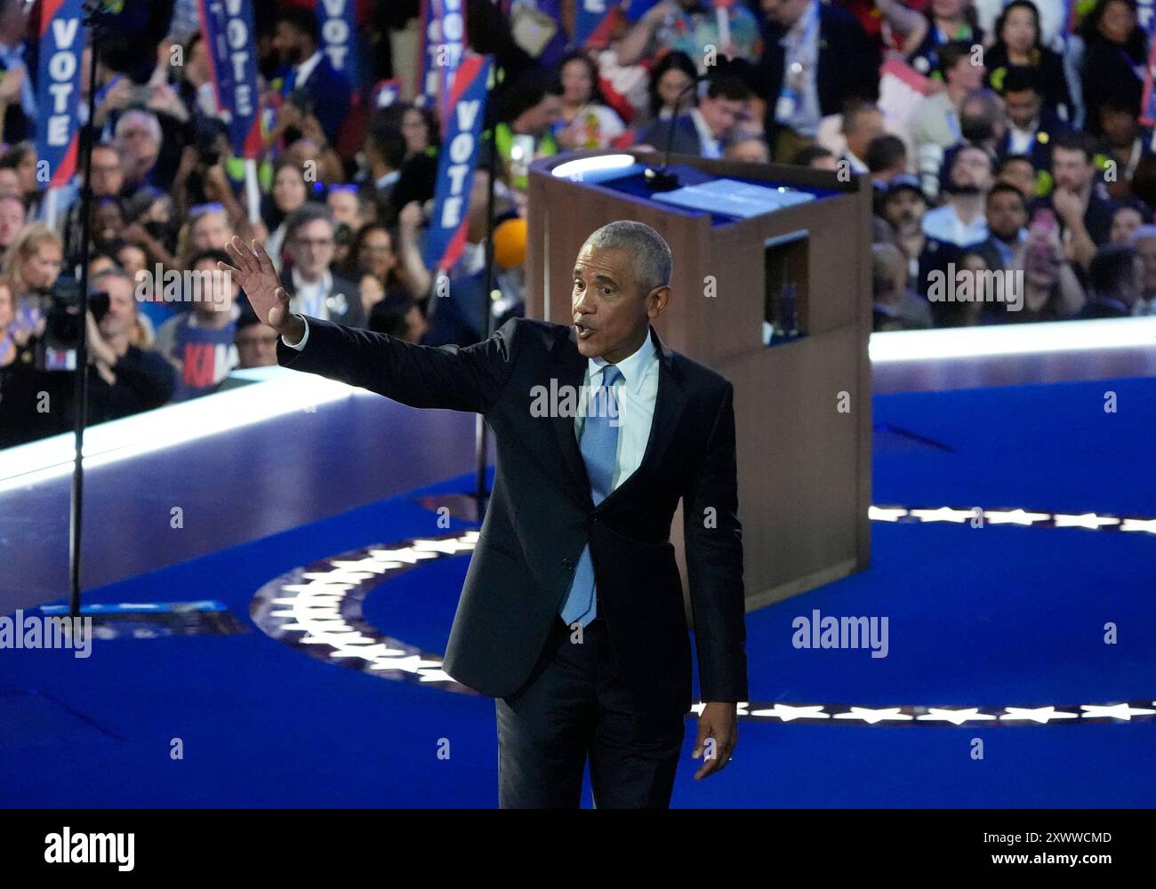 Chicago, United States. 20th Aug, 2024. Former President Barack Obama ...