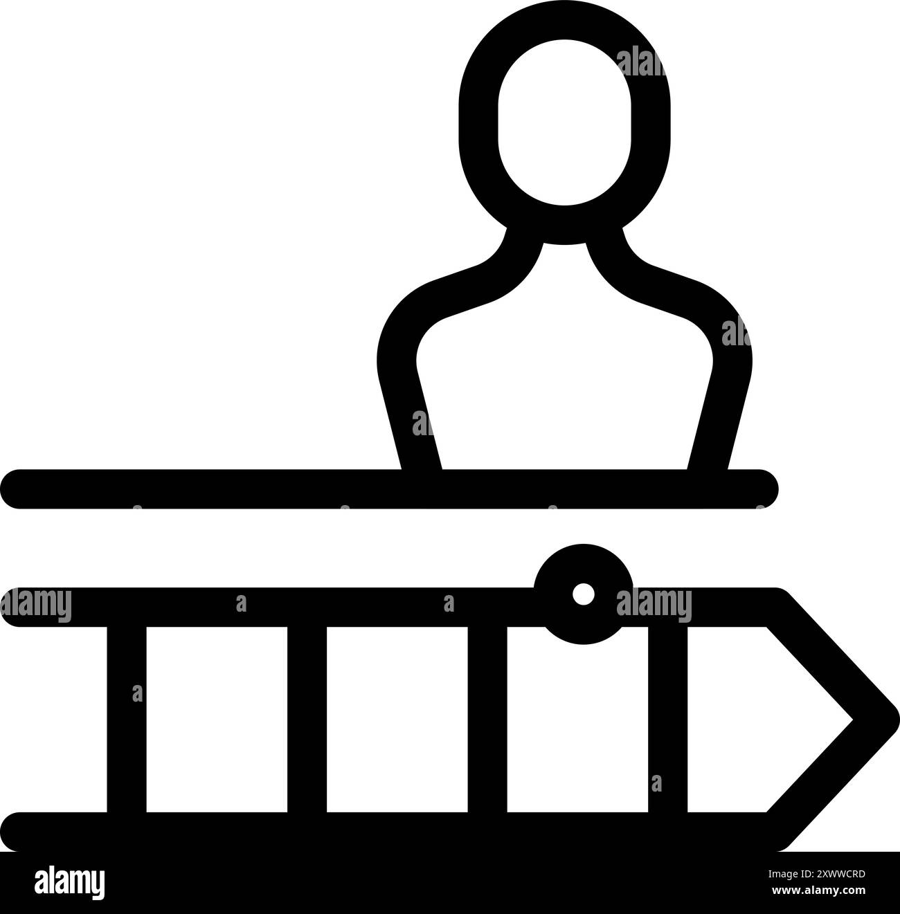 Line drawing of a career path with a person standing above a ladder ...