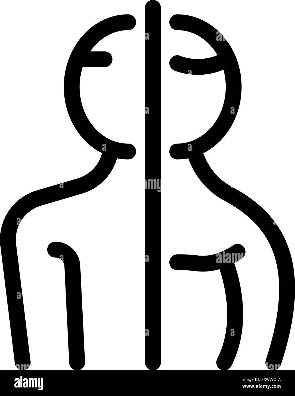 Line icon representing the concept of split personality disorder with a ...