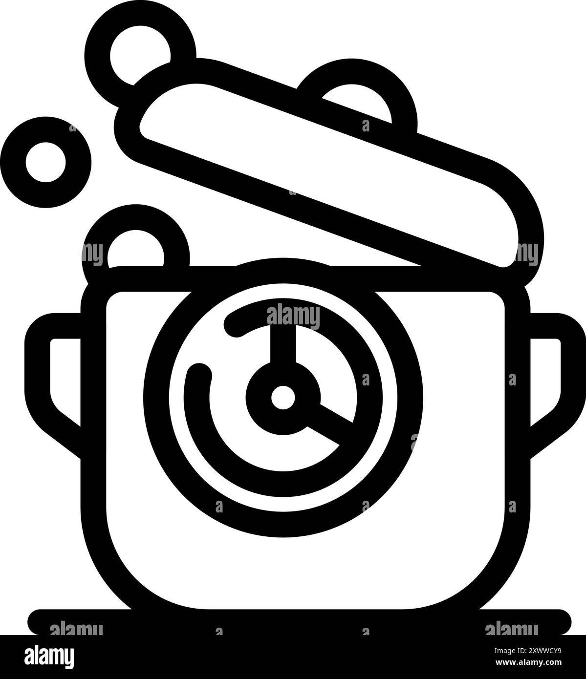 Simple vector icon representing a cooking pot with its lid open ...