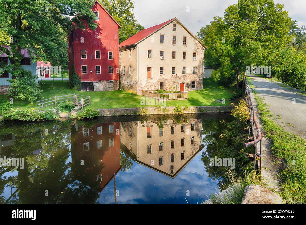 The Prallsville Mill and Grain Silo Buildings on the Delaware River ...