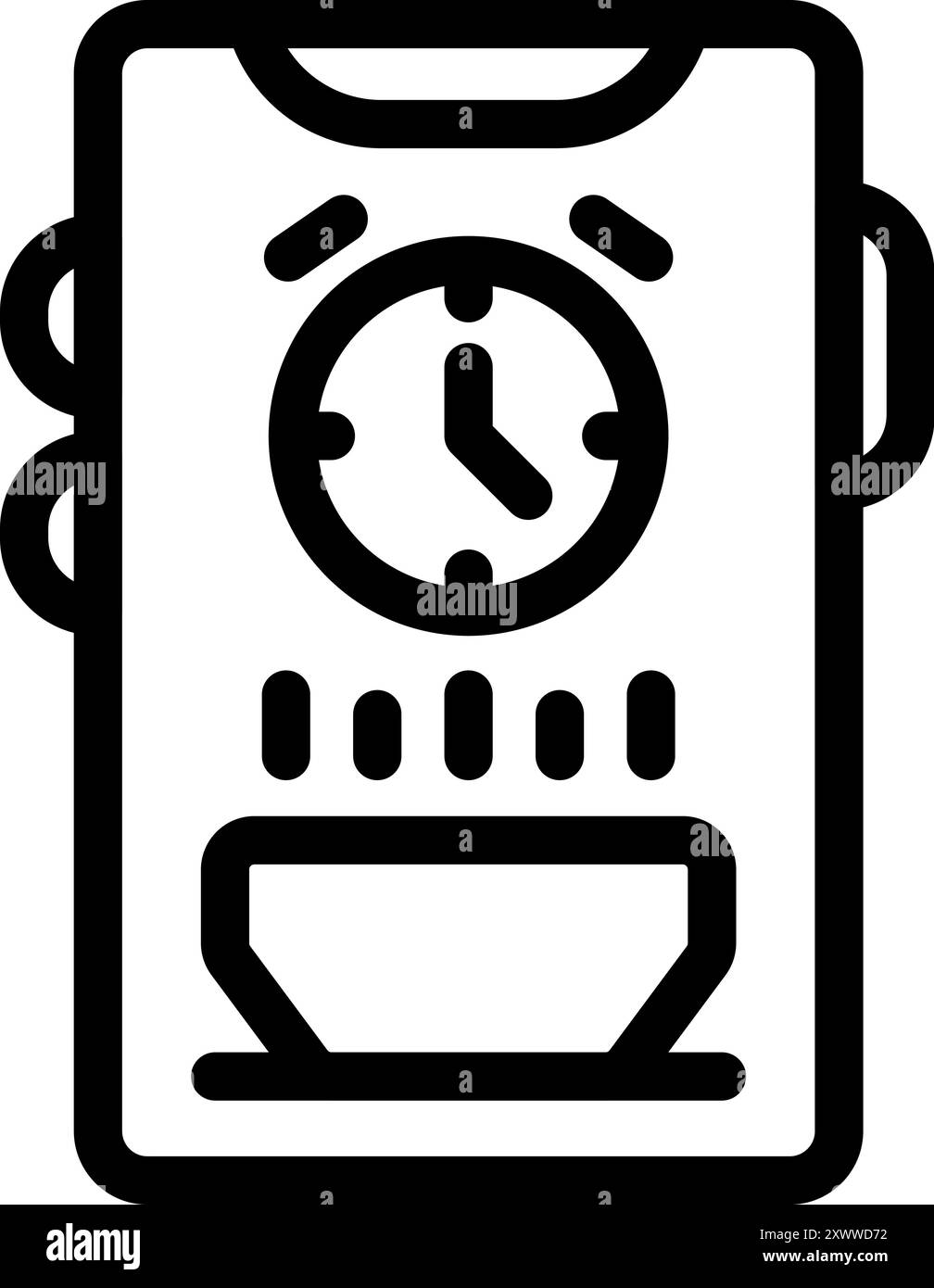 Coffee machine interface showing clock and brewing progress with bold ...