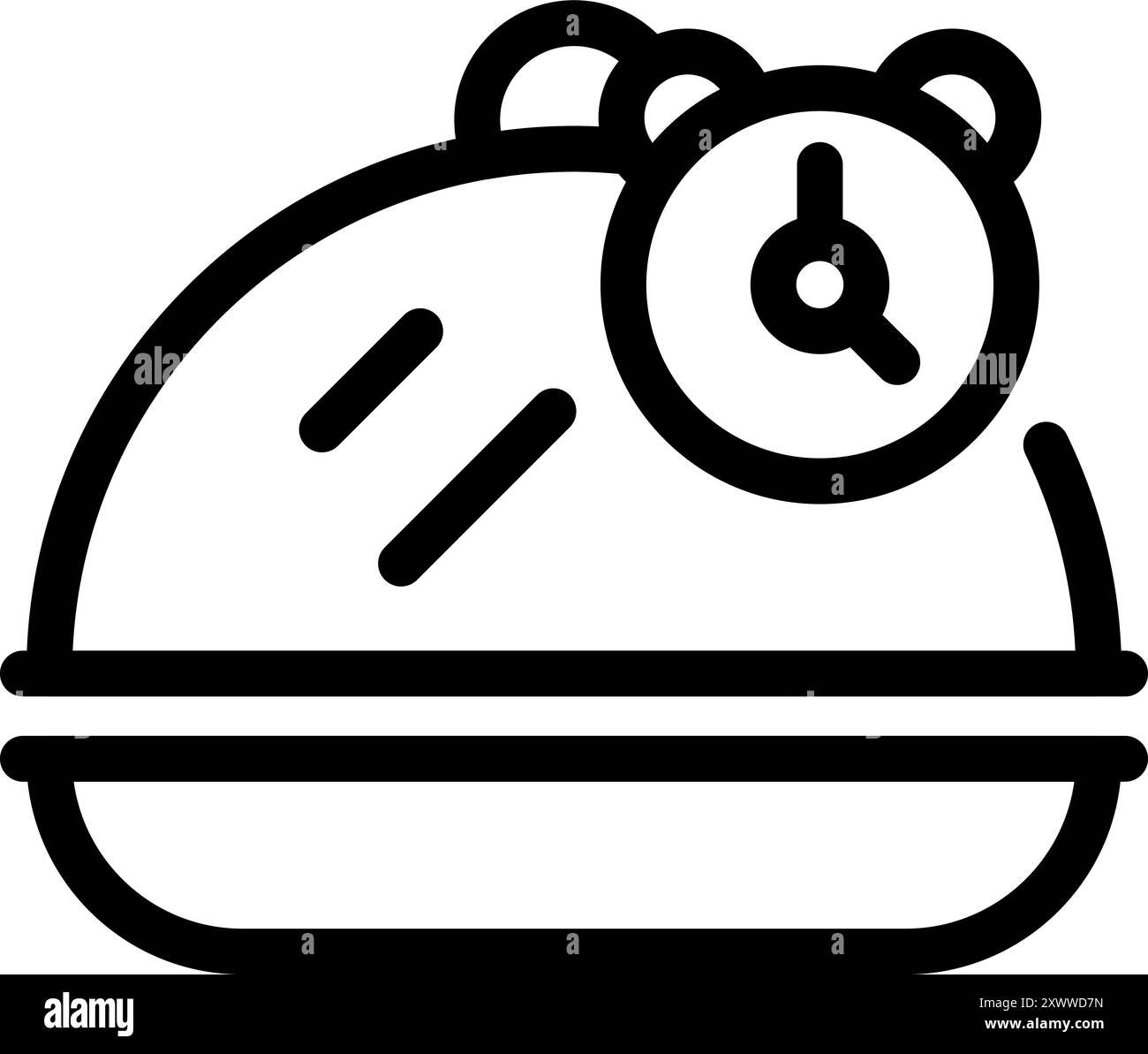 Line drawing of bread baking time with a clock showing cooking duration ...