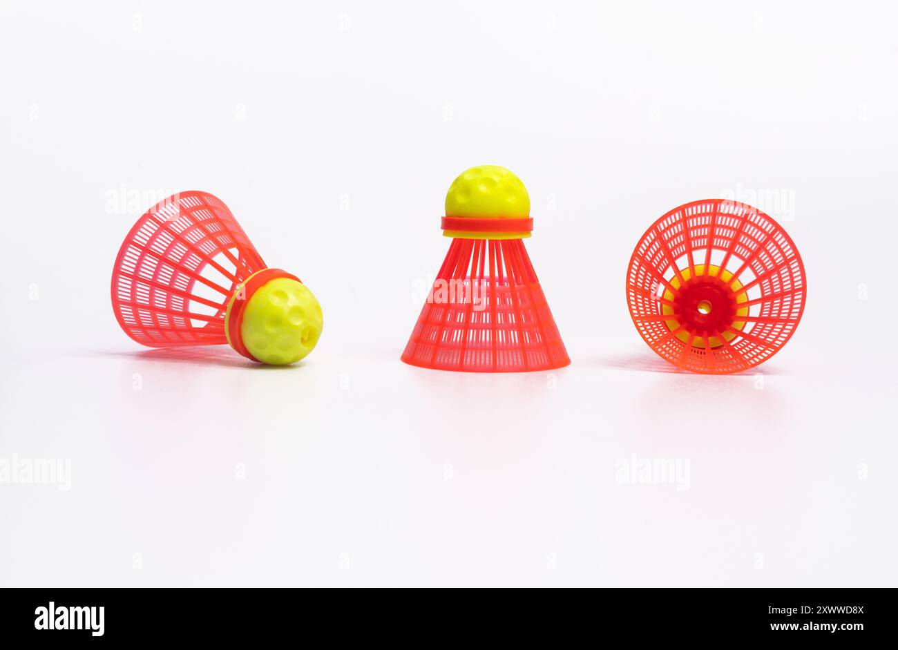 three fun shuttlecocks speeder for speed badminton on a white ...