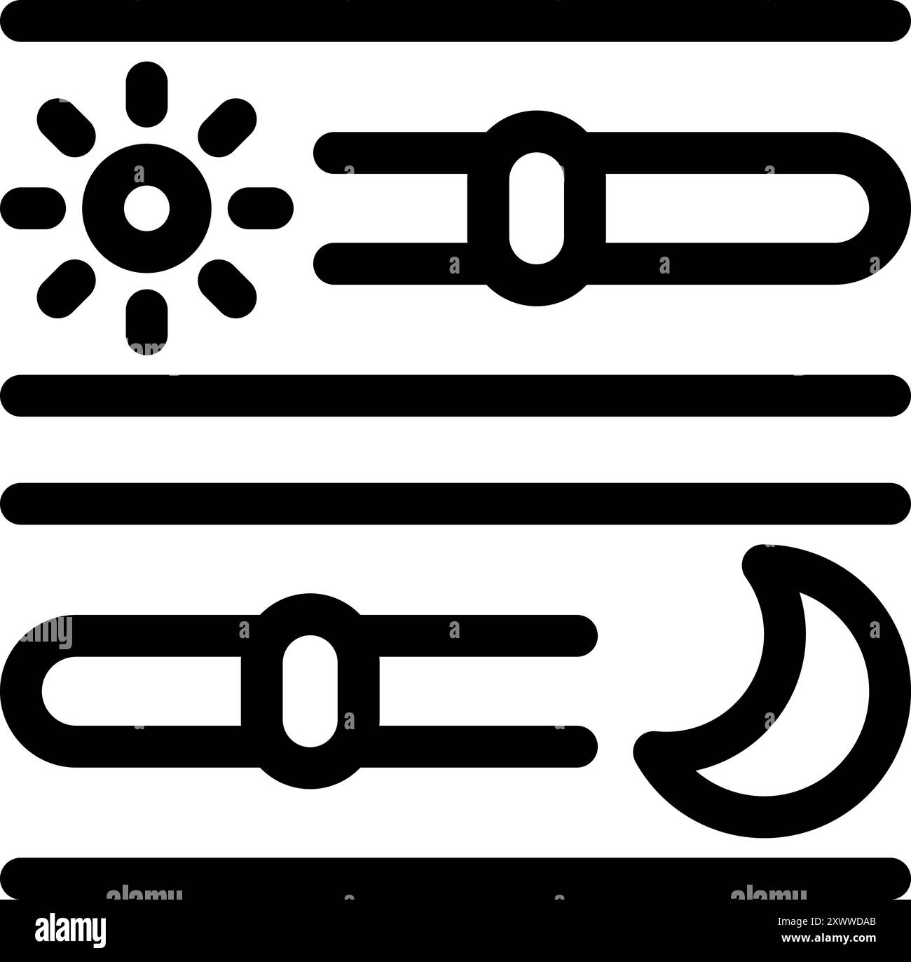 User adjusting brightness using interface buttons with sun and moon ...