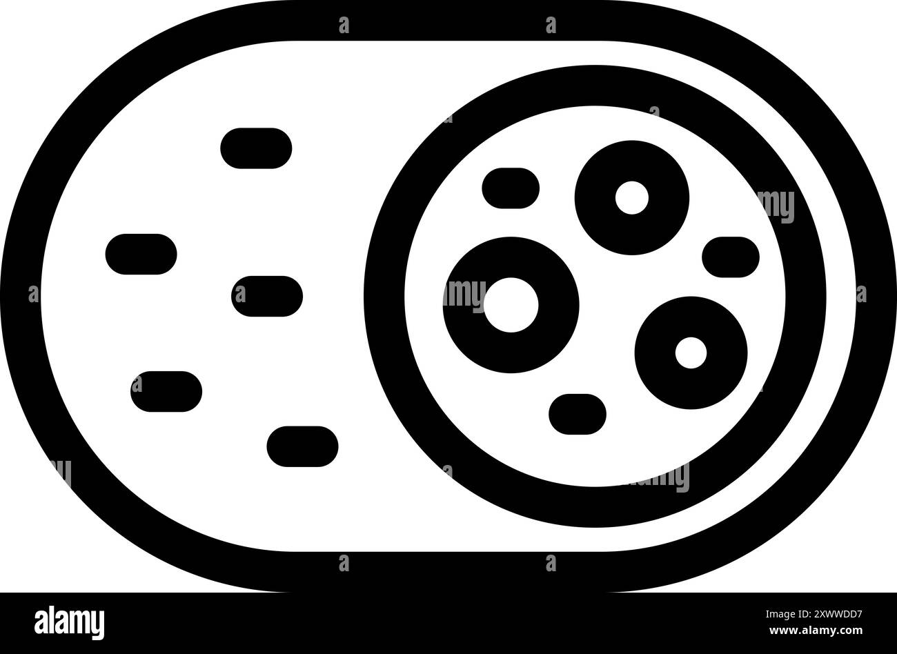 Simple bold outline icon of an electric car charging cable plugged in ...