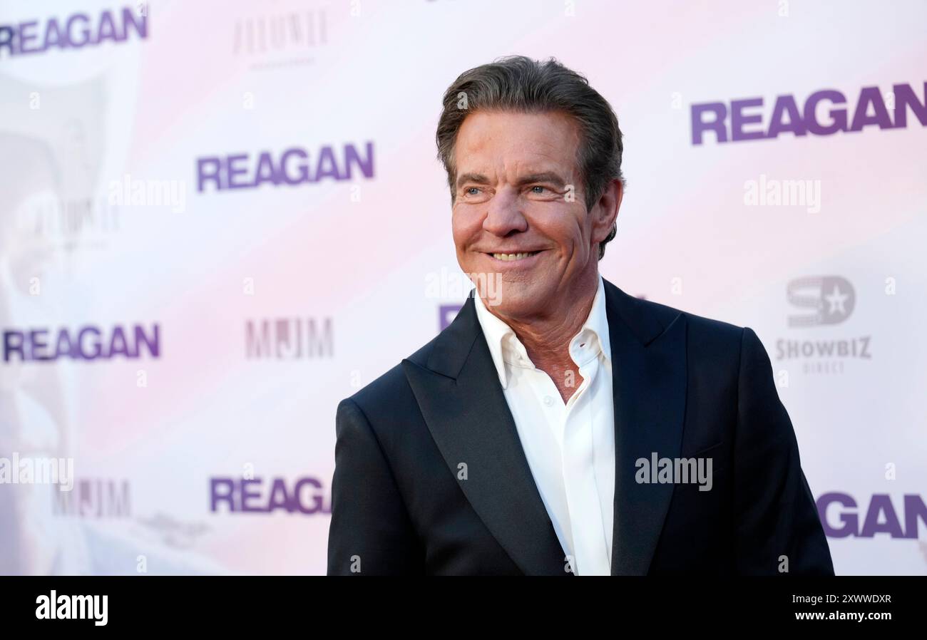 Dennis Quaid, the star of "Reagan," poses at the premiere of the film ...