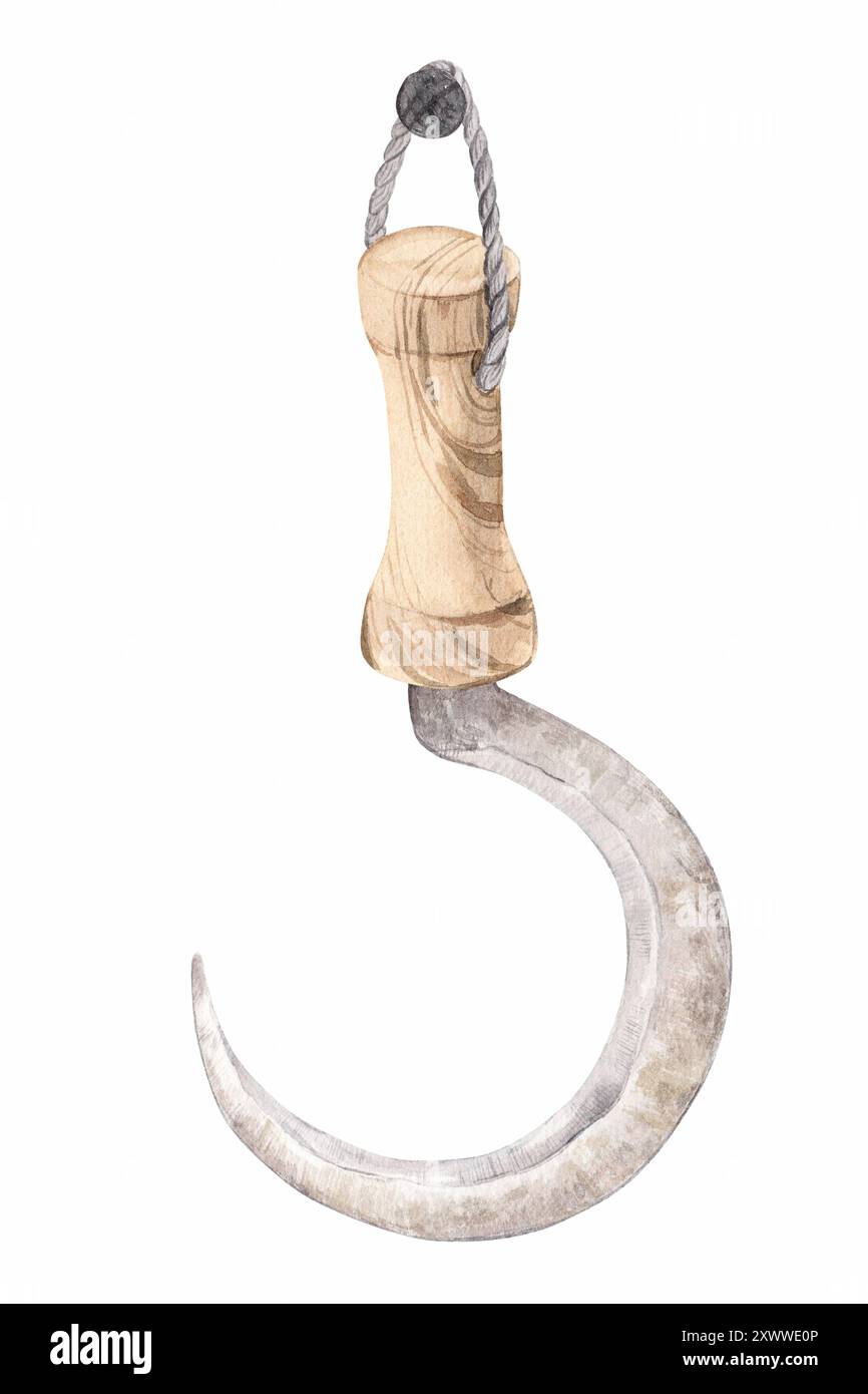 Garden sickle on a white background. A tool for harvesting, medicinal ...