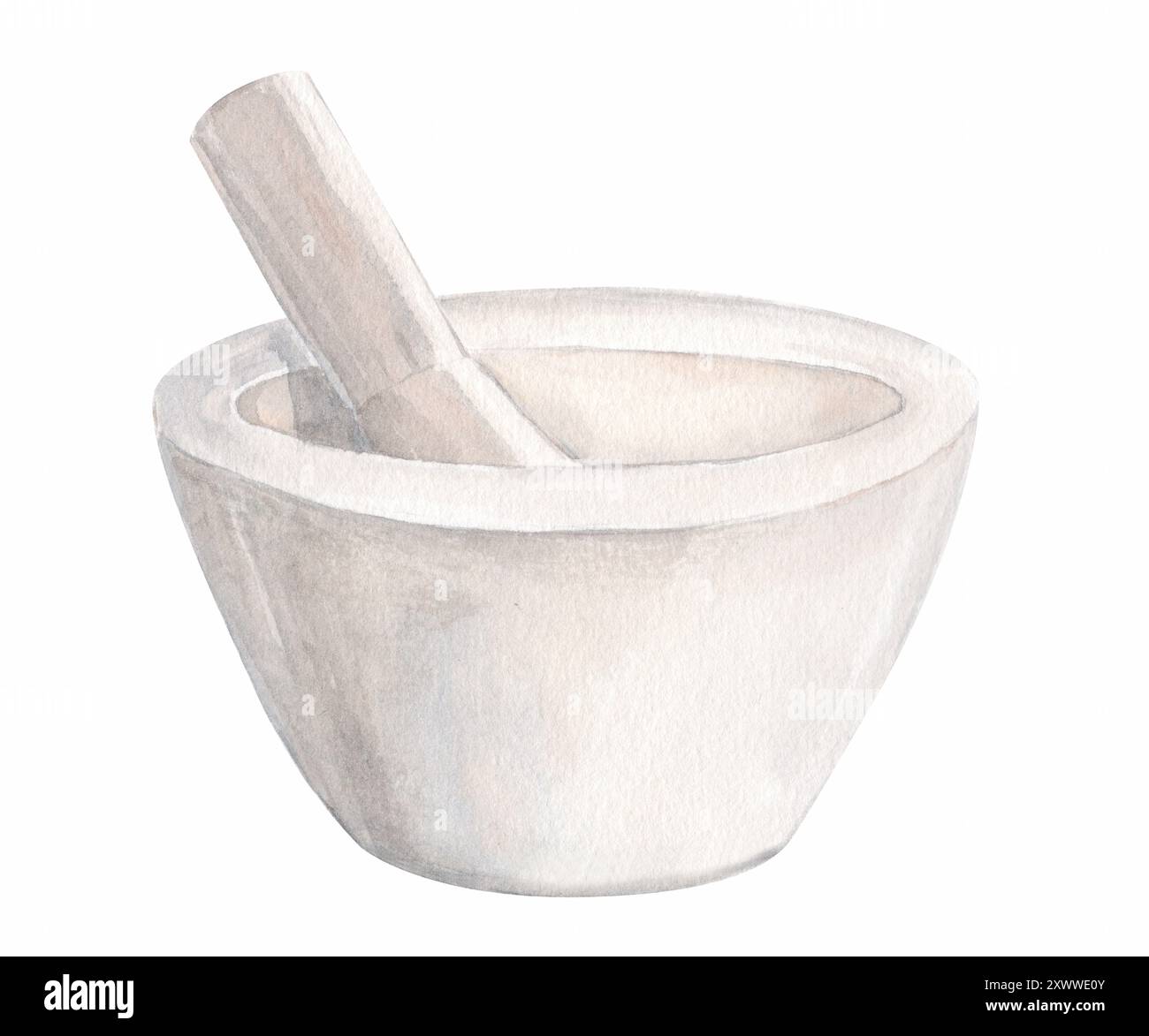 White ceramic mortar for herbs and spices. The tool for laboratory ...