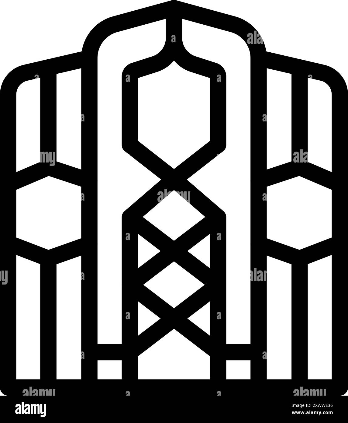 Building front view with hexagon windows facade modern architecture ...